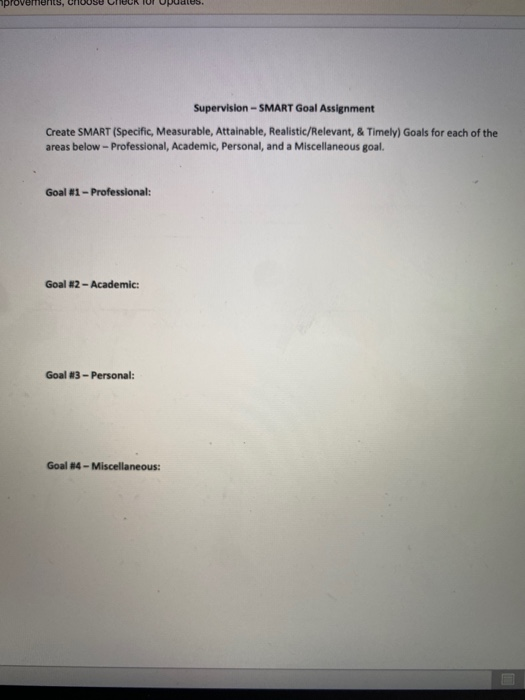 Solved TOr Supervision-SMART Goal Assignment Create SMART | Chegg.com