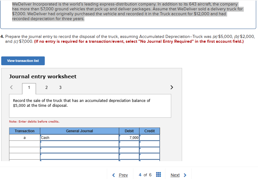 Solved Journal entry worksheet Record the sale of the truck | Chegg.com