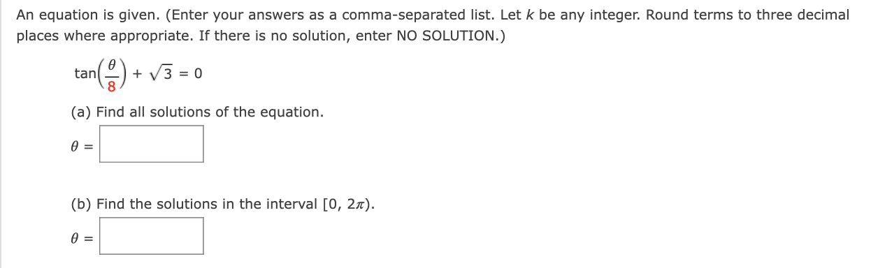 Solved An equation is given. (Enter your answers as a | Chegg.com