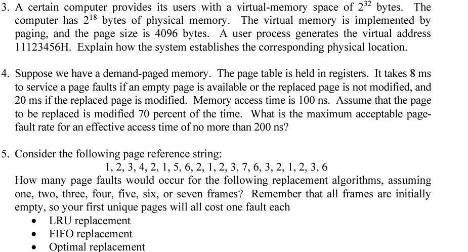 Solved 3. A certain computer provides its users with a | Chegg.com Solved 3. A certain computer provides its users with a | Chegg.com