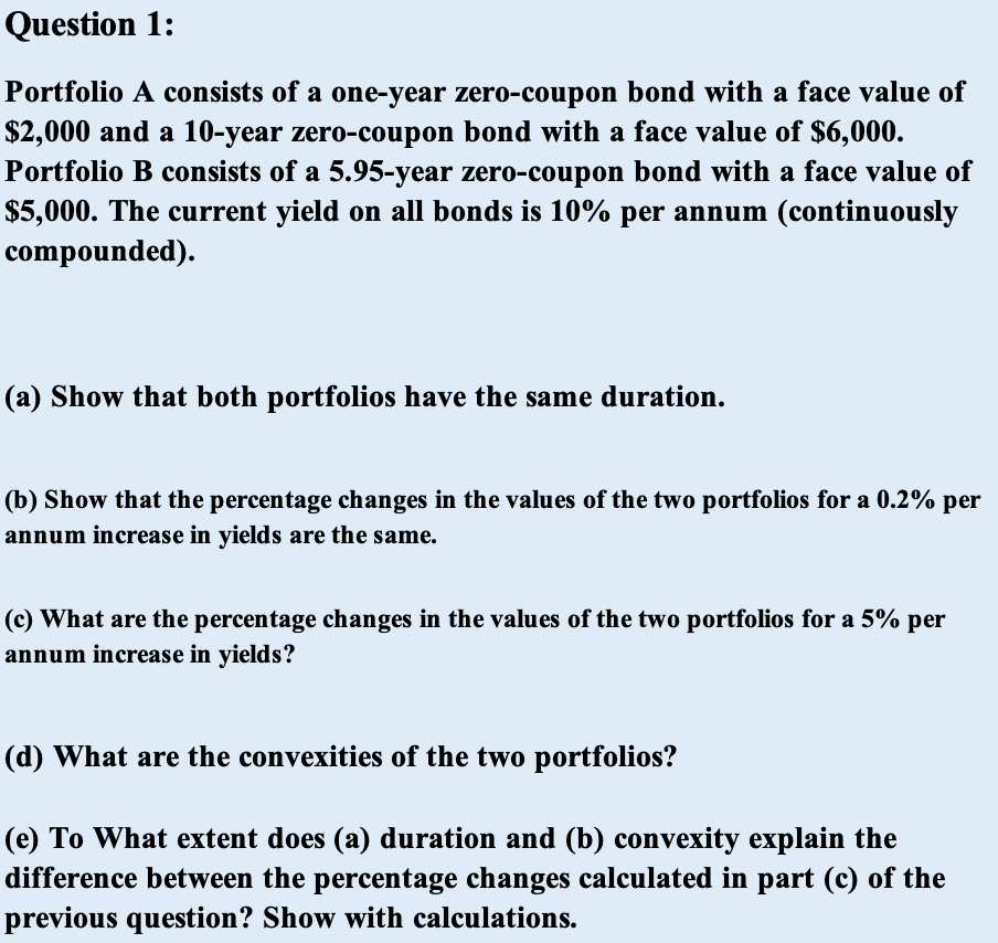 Solved Question 1: Portfolio A consists of a one-year | Chegg.com