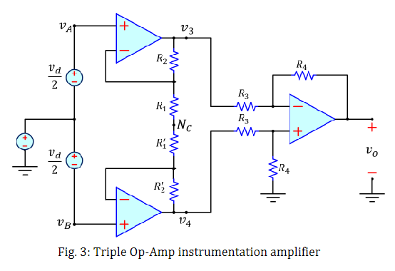 Solved 3) Triple Op Amp instrumentation amplifier a) Derive | Chegg.com