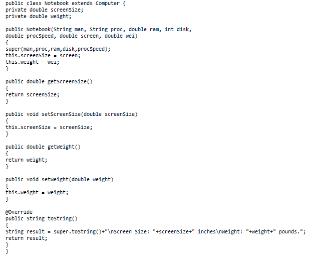 Solved public class Computer { private String manufacturer; | Chegg.com