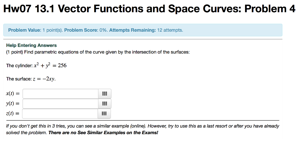 Solved Hw07 13.1 Vector Functions and Space Curves: Problem | Chegg.com