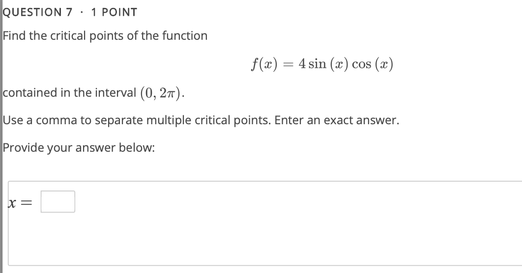 Solved Find the critical points of the function | Chegg.com