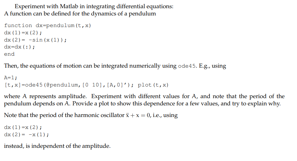 Solved Experiment with Matlab in integrating differential | Chegg.com