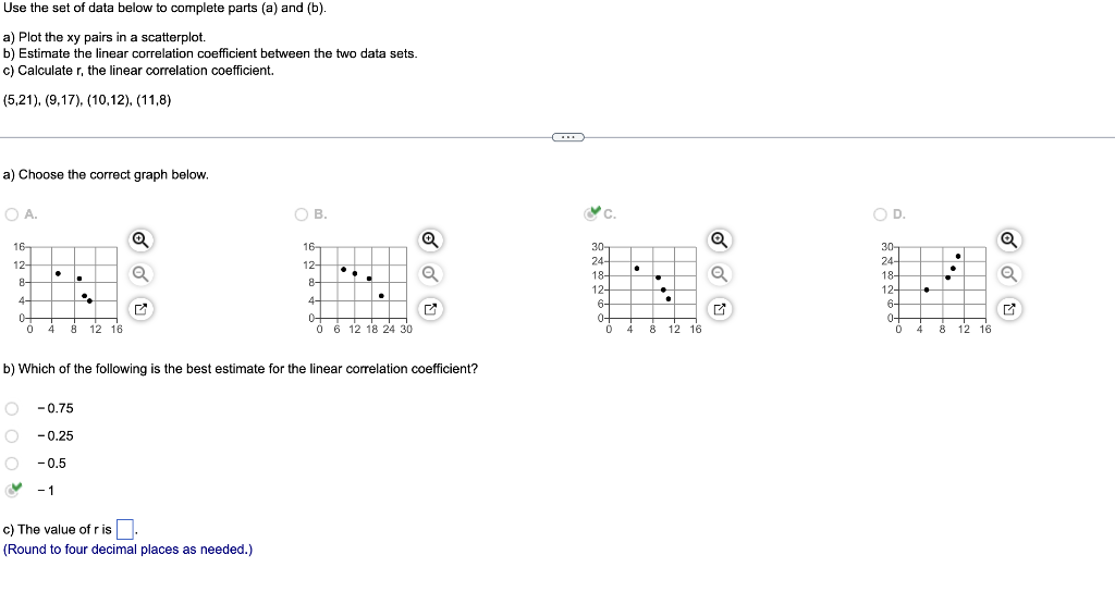 Solved Use the set of data below to complete parts (a) and | Chegg.com