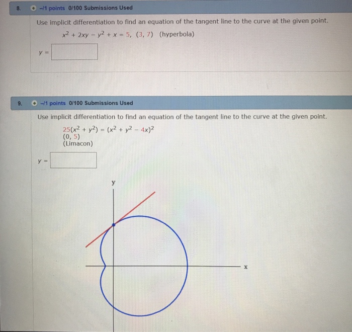 Solved 8. -1 points 0/100 Submissions Used Use implicit | Chegg.com