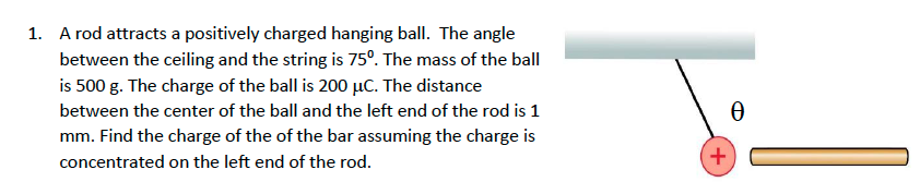 Solved 1. A rod attracts a positively charged hanging ball. | Chegg.com
