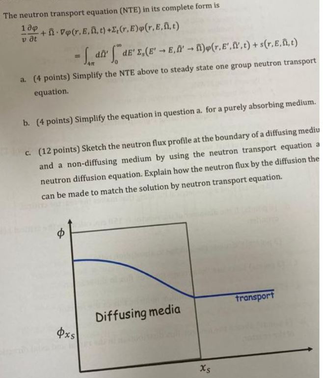Solved The neutron transport equation (NTE) ﻿in its complete | Chegg.com