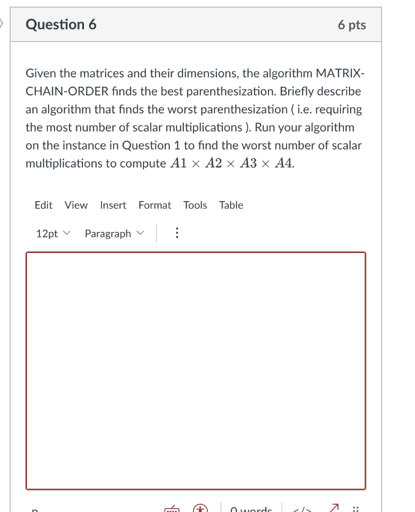Solved Question 6 pts Given the matrices and their | Chegg.com