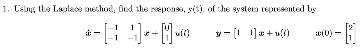 Using the Laplace method, find the response, y(t), of | Chegg.com