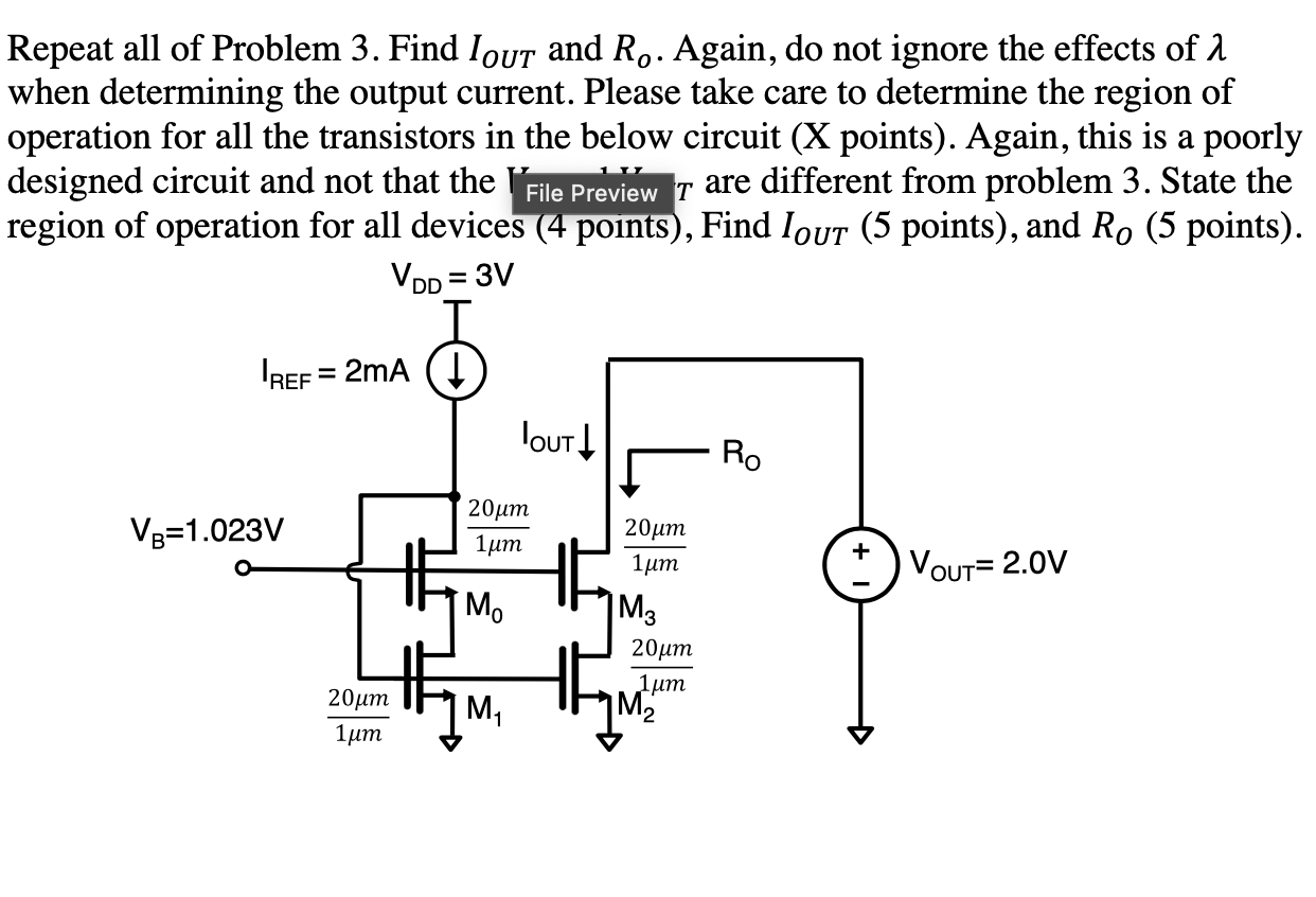 Solved Repeat all of Problem 3. ﻿Find IOUT ﻿and Ro. ﻿Again, | Chegg.com