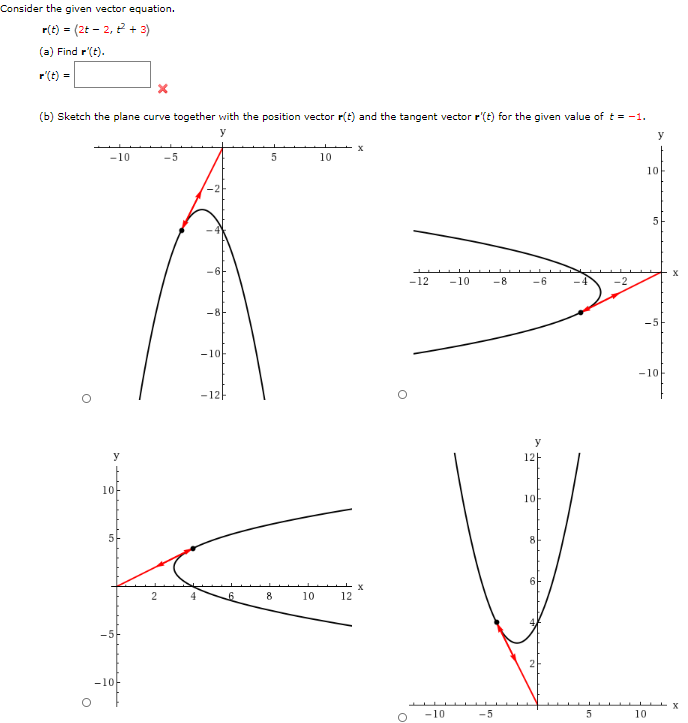 Solved Consider the given vector equation. r(t) = (2t - 2,+ | Chegg.com