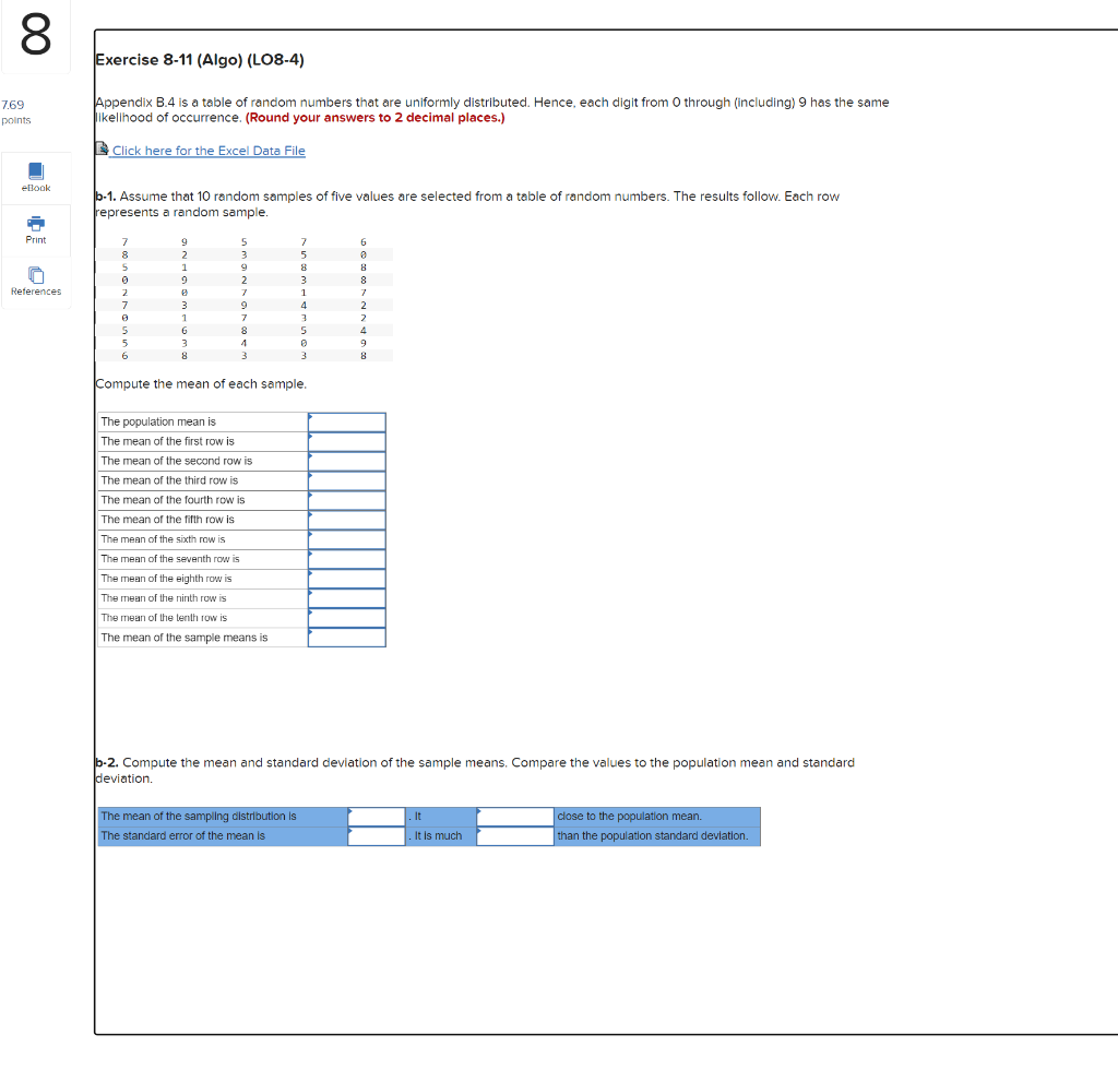 Solved Appendix B. 4 is a table of random numbers that are | Chegg.com