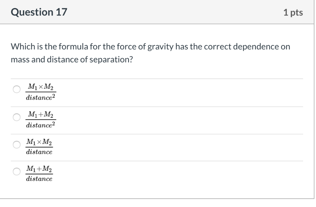 Solved Question 17 1 pts Which is the formula for the force | Chegg.com