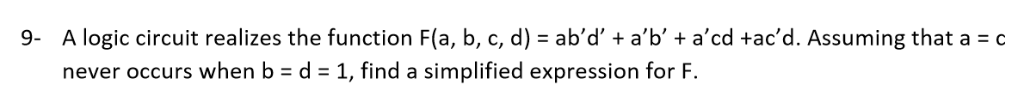 Solved A logic circuit realizes the function Fa, b, c, | Chegg.com
