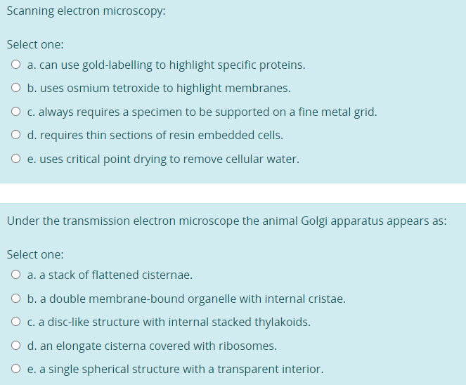 Solved A light microscopy technique for visualising | Chegg.com