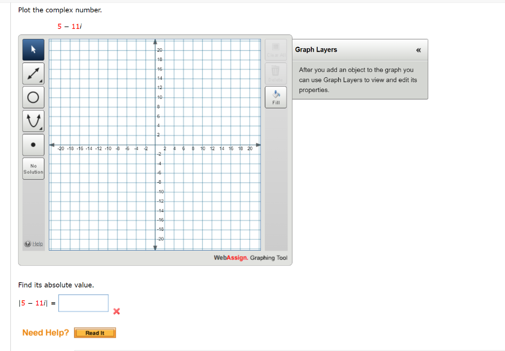 Solved Plot the complex number. 5−11i Graph Layers After you | Chegg.com