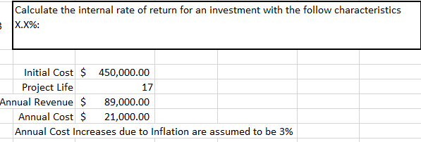 Solved Calculate the internal rate of return for an | Chegg.com