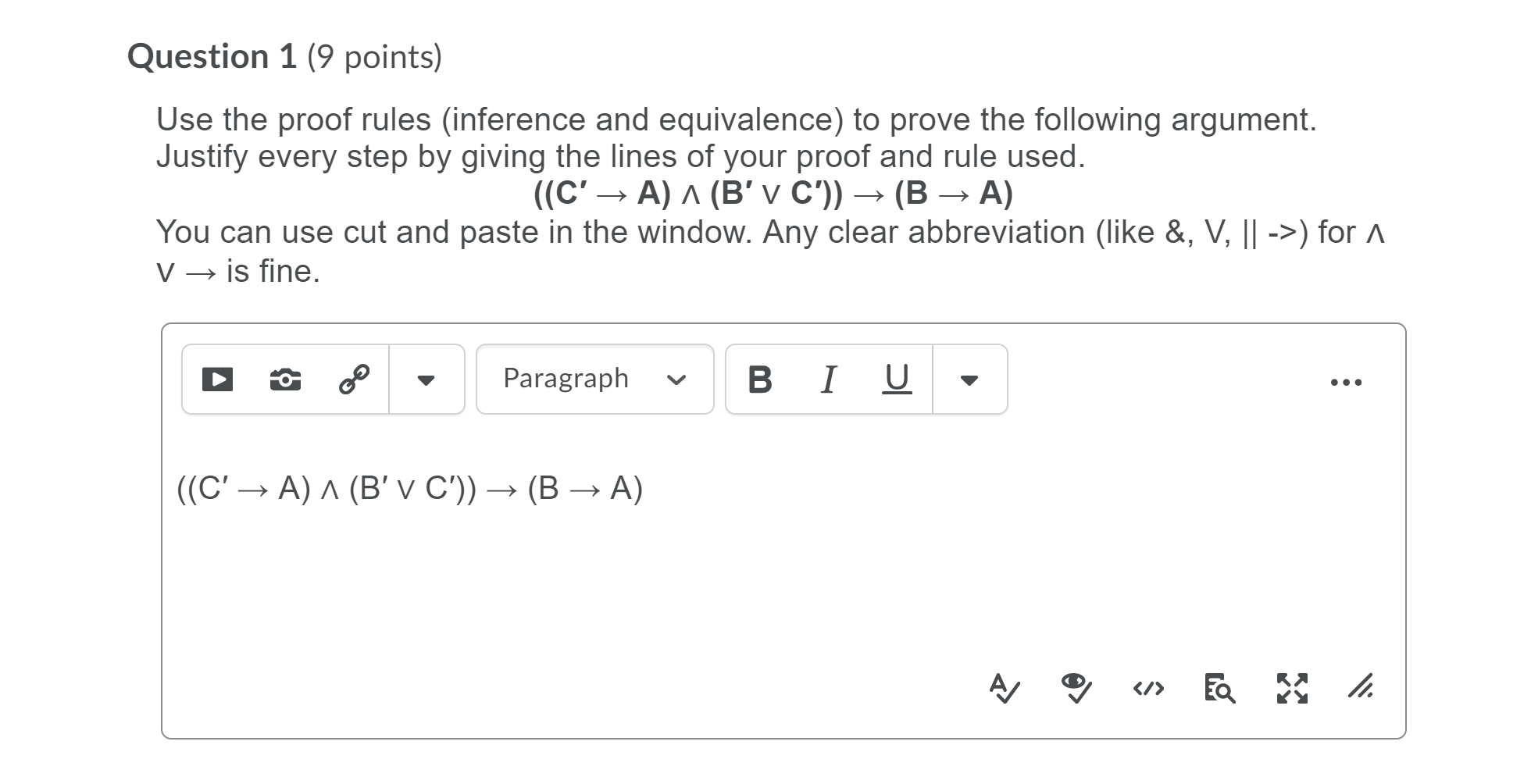Solved Question 1 (9 points) Use the proof rules (inference | Chegg.com