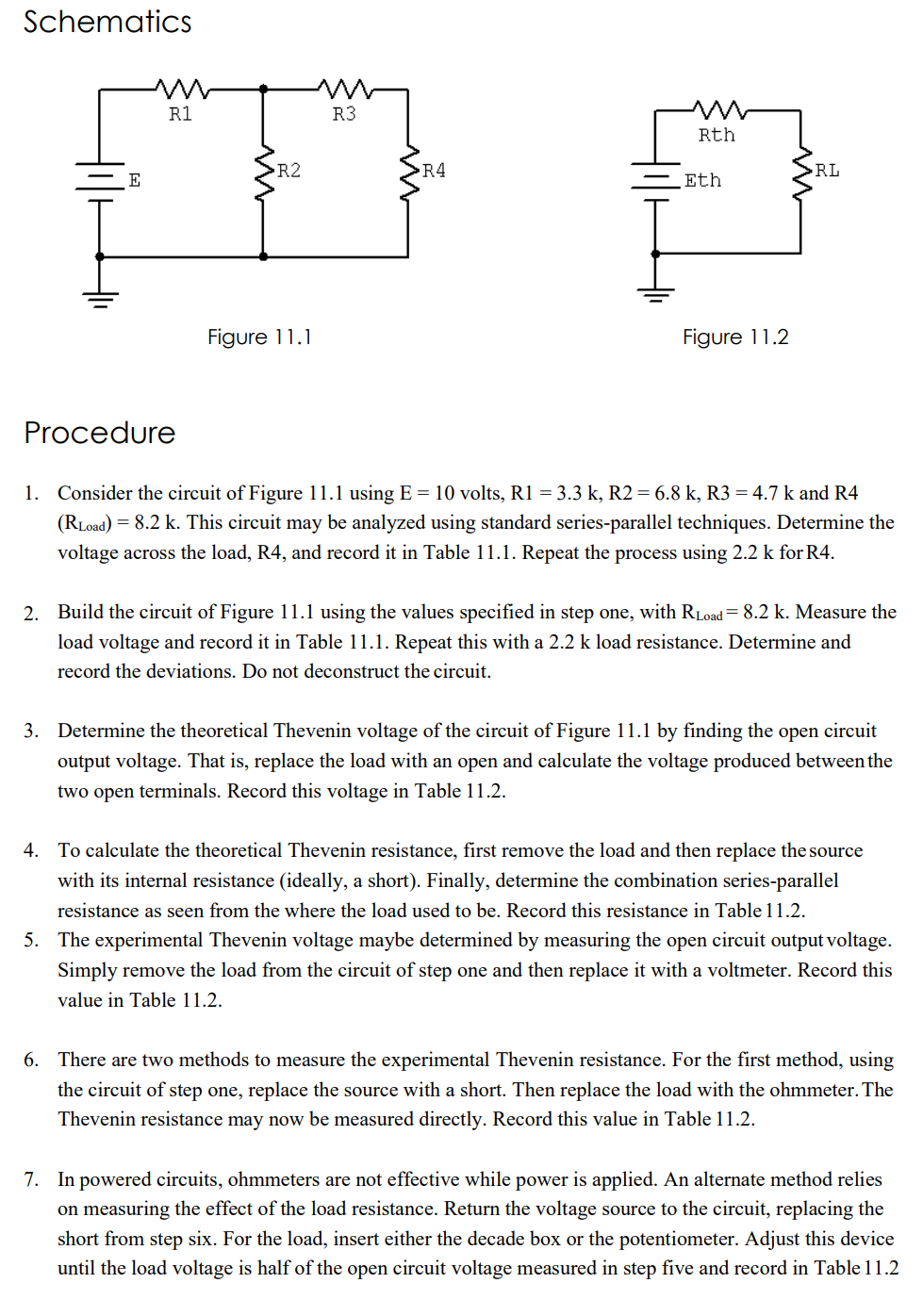 Solved Thevenin's Theorem Objective The objective of this | Chegg.com