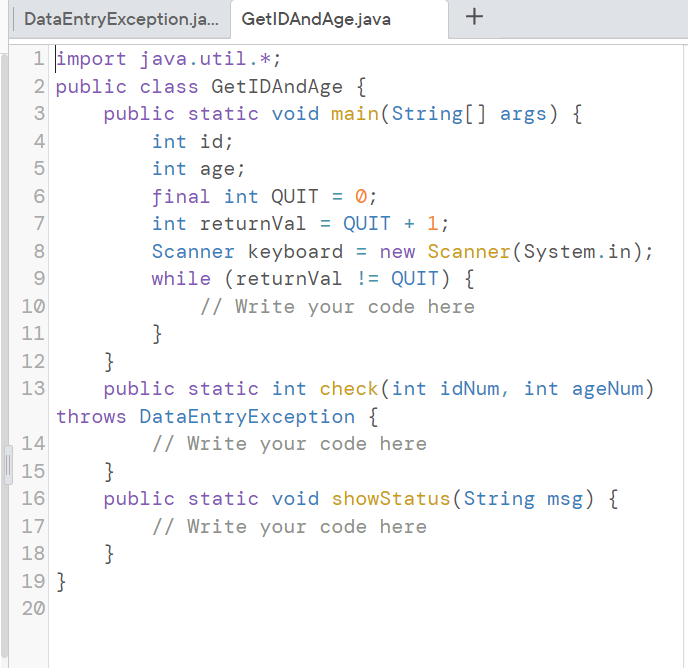 Solved Create a DataEntryException class whose getMessage() | Chegg.com Solved Create a DataEntryException class whose getMessage() | Chegg.com