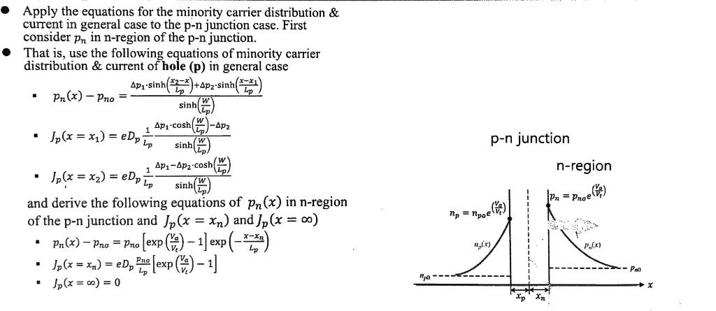 Solved • Apply the equations for the minority carrier | Chegg.com