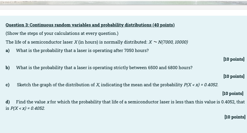 Solved Question 3: Continuous random variables and | Chegg.com