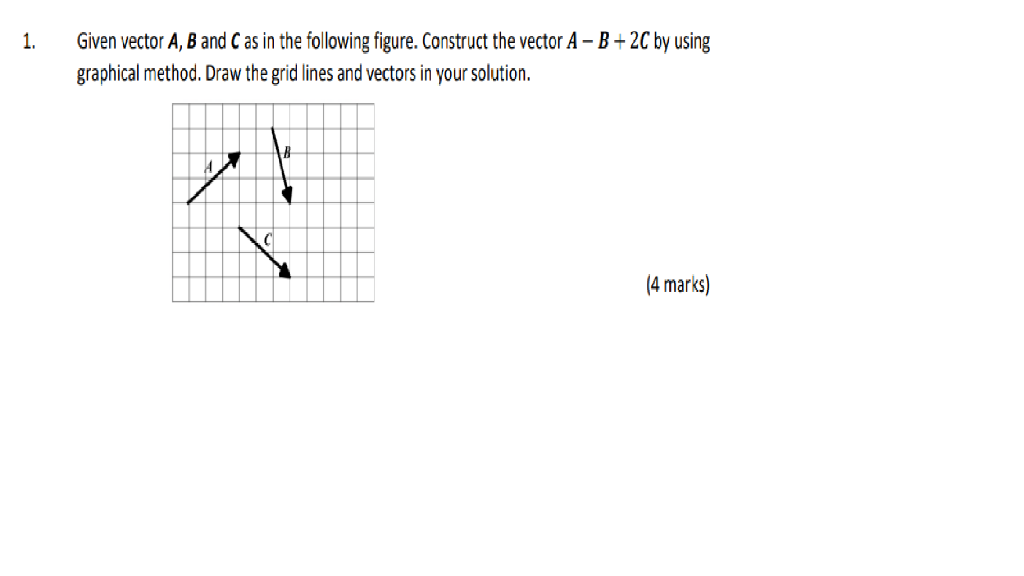 Solved 1. Given vector A, B and C as in the following | Chegg.com