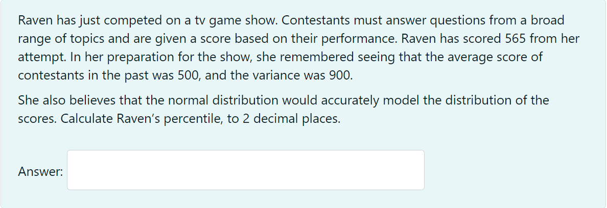 Solved Raven has just competed on a tv game show. | Chegg.com