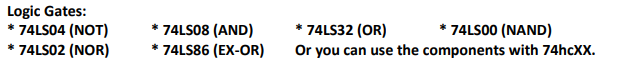 Solved Logic Gates: ∗74LSO4 (NOT) ∗74LSO8 (AND) ∗74LS32 (OR) | Chegg.com