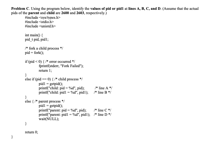 Solved Problem C. Using the program below, identify the | Chegg.com