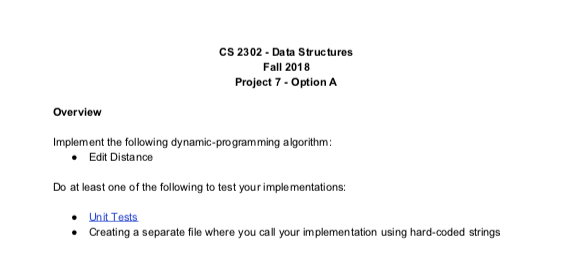 Solved CS 2302 Data Structures Fall 2018 Project 7-Option A | Chegg.com