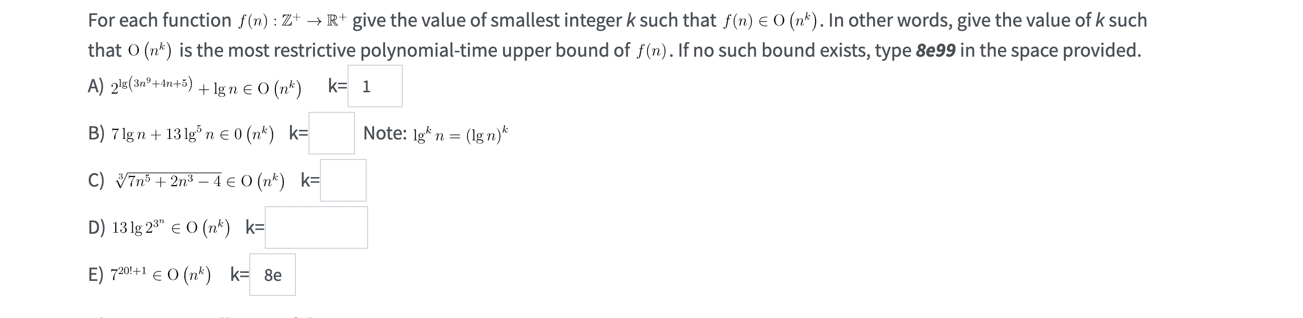 Solved For each function f(n):Z+→R+give the value of | Chegg.com Solved For each function f(n):Z+→R+give the value of | Chegg.com