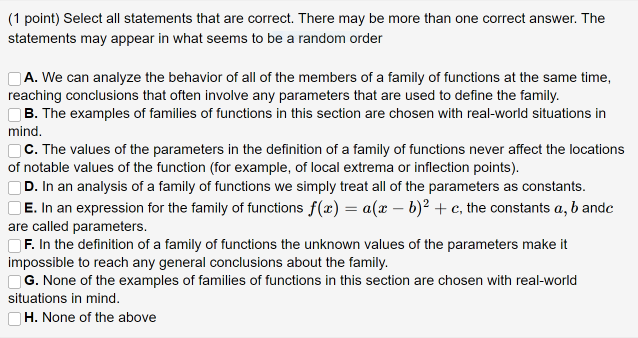 Solved (1 point) Select all statements that are correct. | Chegg.com