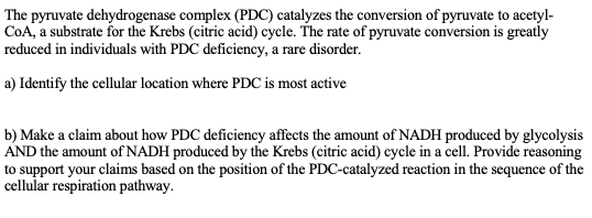 Solved The pyruvate dehydrogenase complex (PDC) catalyzes | Chegg.com