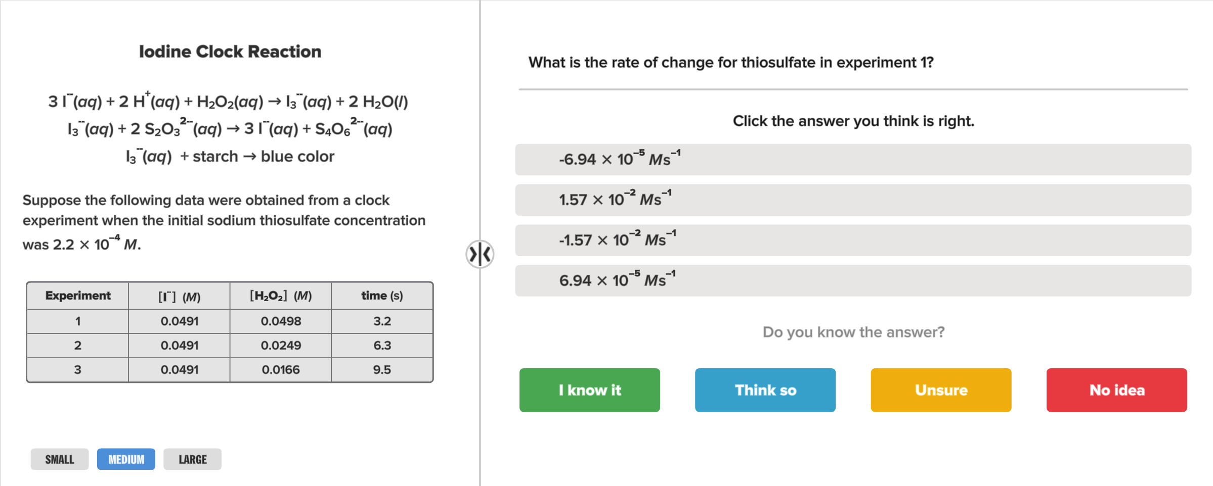 Solved lodine Clock Reaction What is the rate of change for | Chegg.com