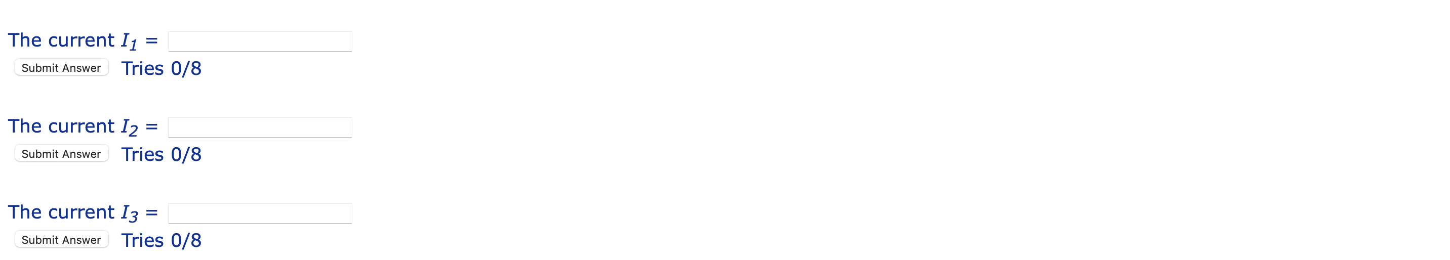 Solved For the circuit below, find currents I1,I2 and I3 | Chegg.com