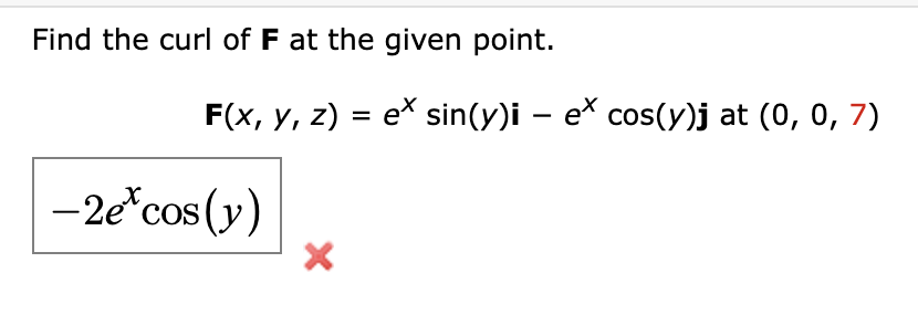 Solved Find The Curl Of F At The Given Point