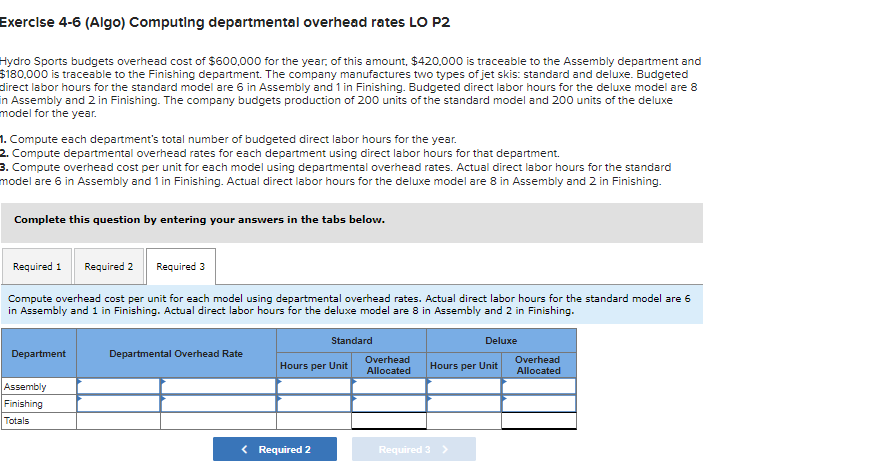 Solved Exercise 4-6 (Algo) Computing departmental overhead | Chegg.com