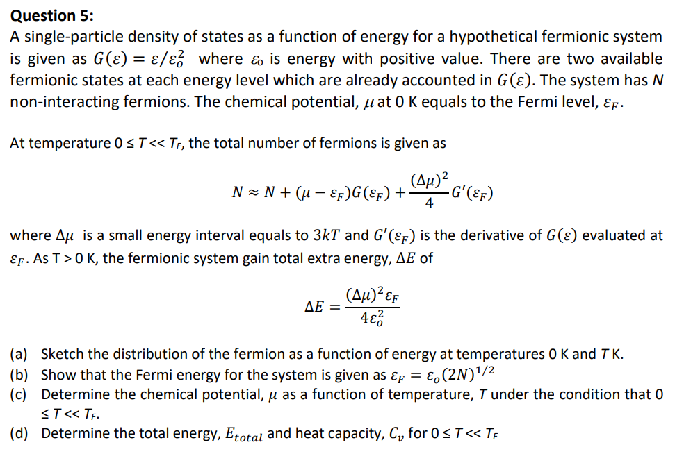 Solved Question 5: A single-particle density of states as a | Chegg.com