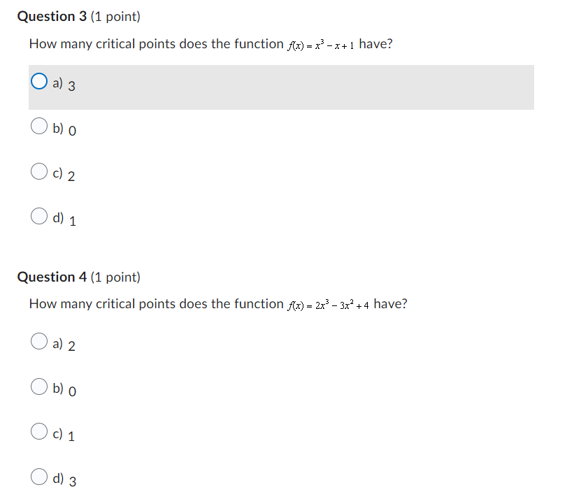 Solved How many critical points does the function | Chegg.com