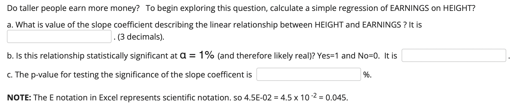 Solved SUMMARY OUTPUTDo taller people earn more money? To | Chegg.com