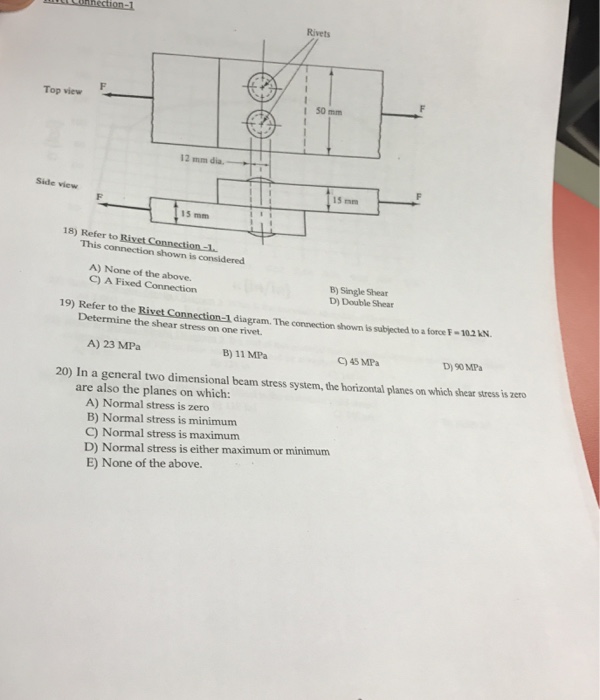 Solved Refer to Rivet Connection -1. This connection | Chegg.com