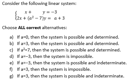 Solved Consider the following linear system: \\[ | Chegg.com