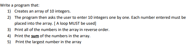 Solved Vrite A Program That 1 Creates An Array Of 10