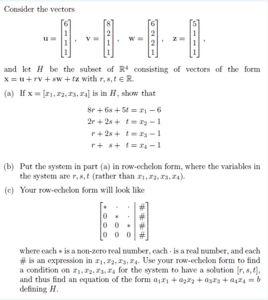 Solved Consider the vectors | Chegg.com