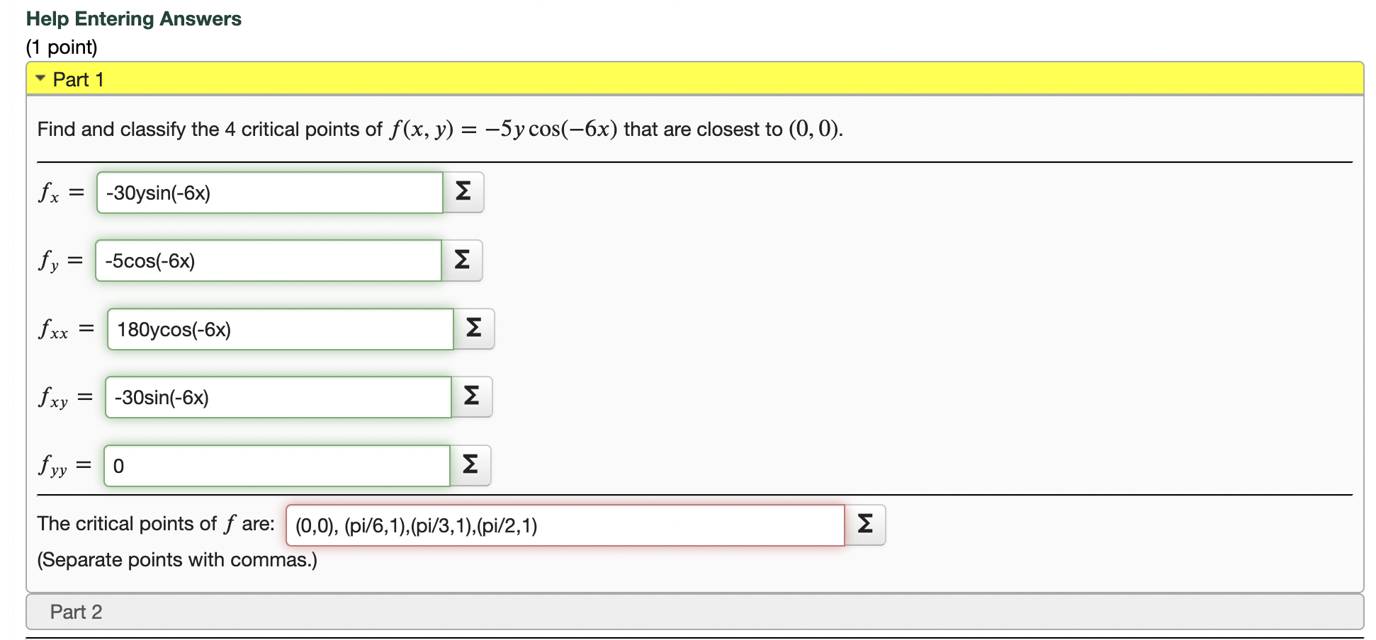 Solved Help Entering Answers(1 point)Part 1Find and | Chegg.com Solved Help Entering Answers(1 point)Part 1Find and | Chegg.com