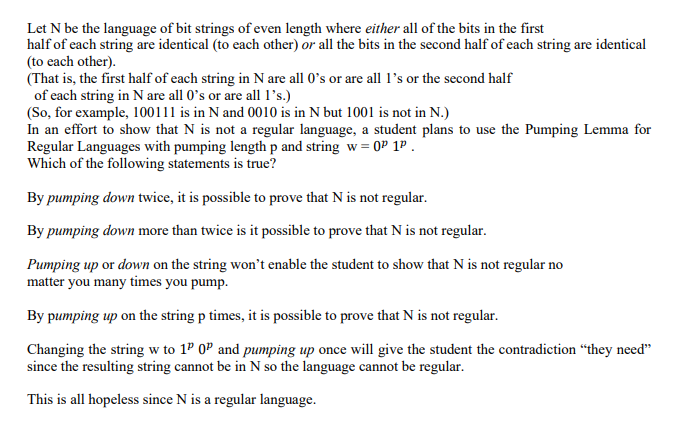Solved Let N be the language of bit strings of even length | Chegg.com